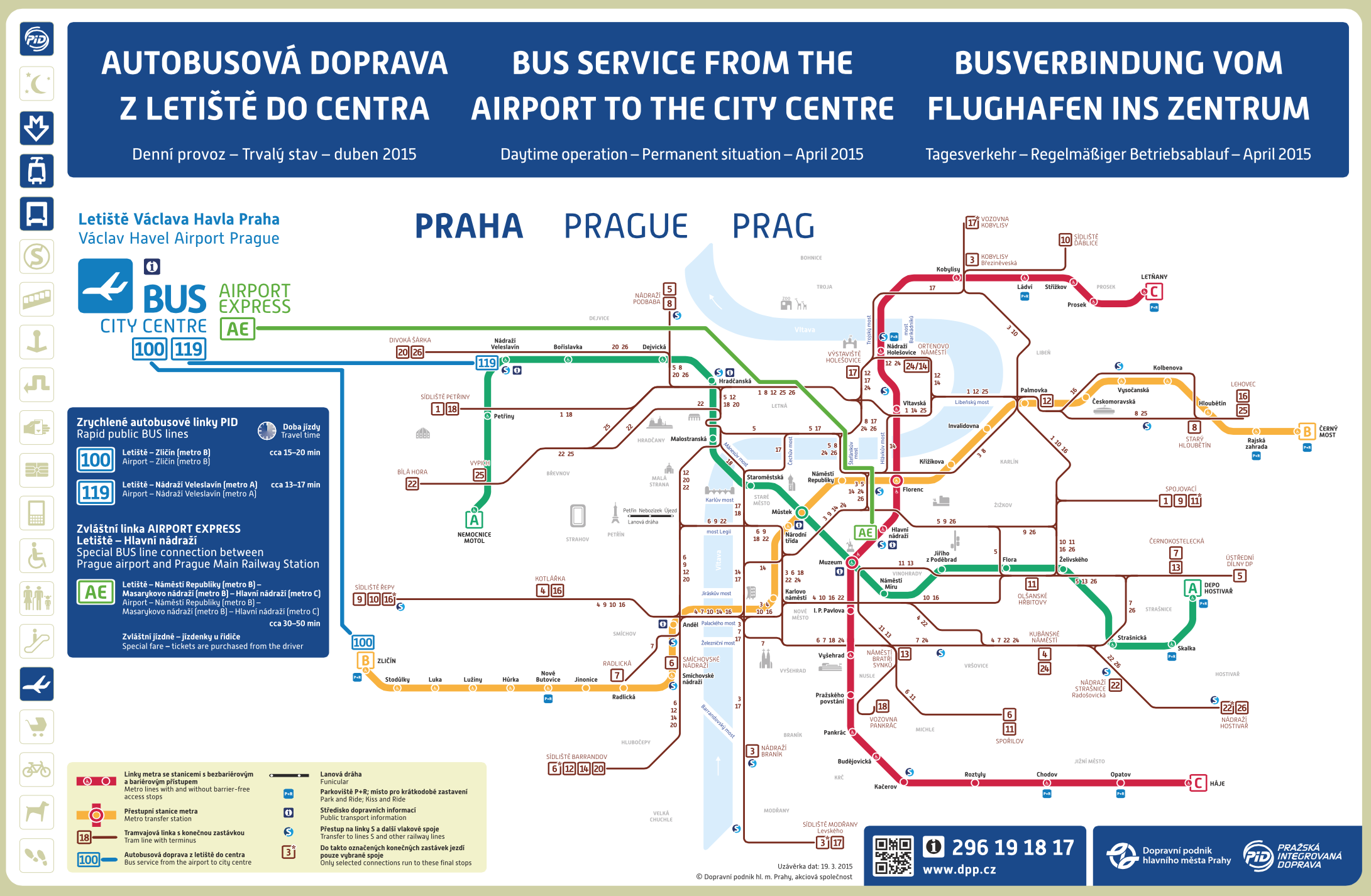 Jak se dostat metrem a autobusem na letiště Václava Havla v Praze?