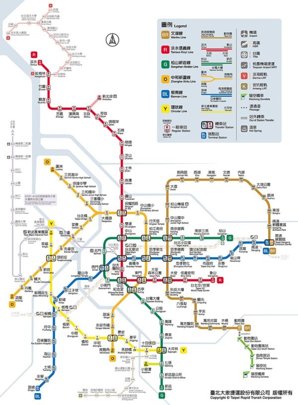Mapa metra v Taipei pro rok 2023 | Pražské Metro
