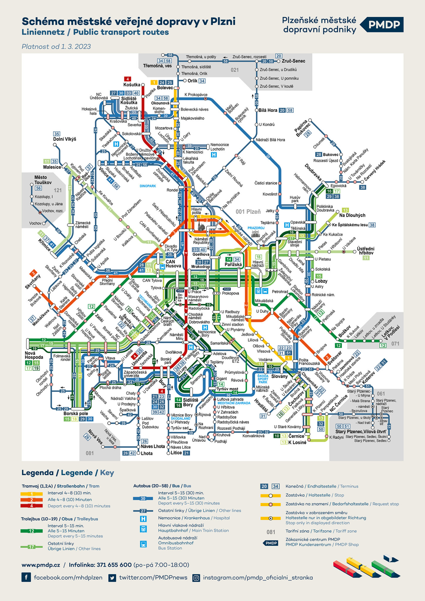MHD Plzeň (PMDP) - Mapa, cena jízdenek a jízdní řády
