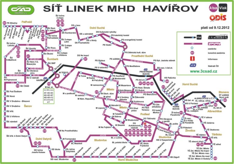 MHD Havířov – Autobusy: mapa, cena jízdenek a jízdní řády