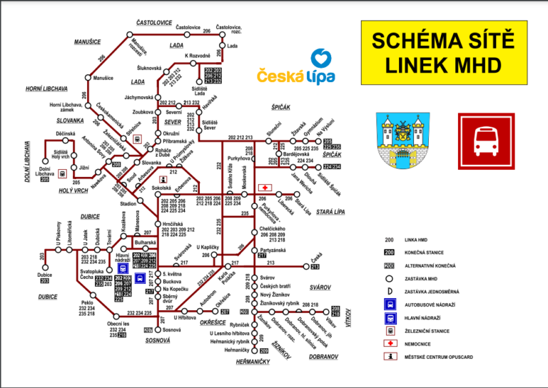 MHD Česká Lípa autobusy: Plán tras, cena jízdenek a jízdní řády