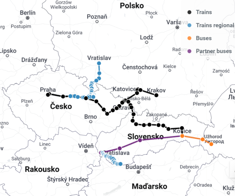 Leo Express schéma vlakových a autobusových linek | Pražské Metro